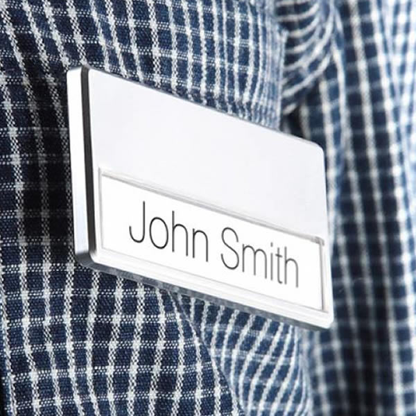 Magnetic Name Badge | Matt Silver ID Badge White Light Display Magnetic Name Badge | Matt Silver ID Badge White Light Display